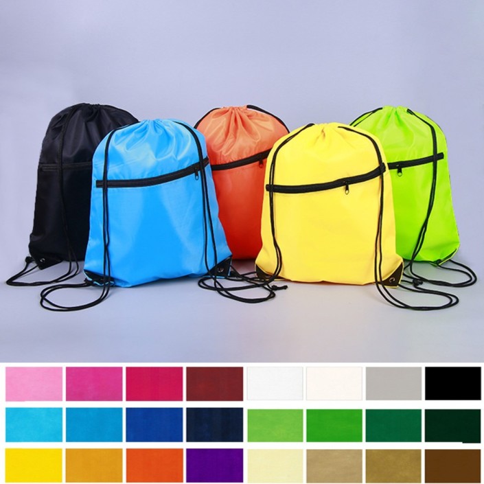 Canvas Drawstring Pouch Bag with zip, Water Resistant Drawstring Bag