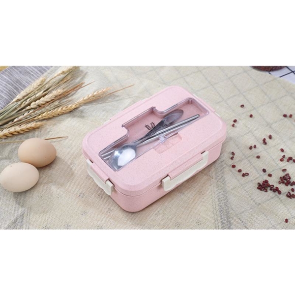 Wheat Lunch Box with Stainless Steel Cutlery | Customised Lunch Box Set