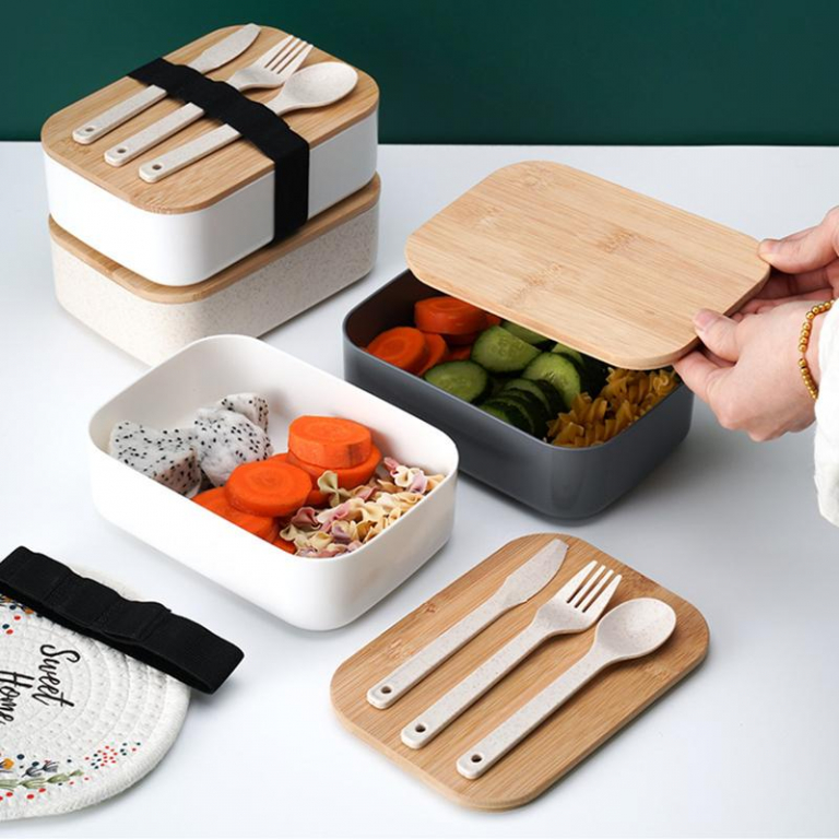 Wooden Wheat Lunchbox with Cutlery | Cheap Customised Lunchboxes